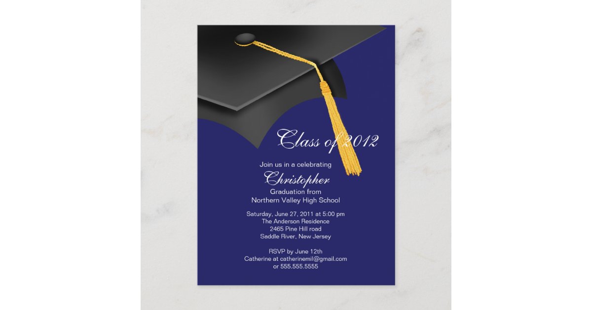 White Blue Grad Cap Graduation Party Invitation | Zazzle