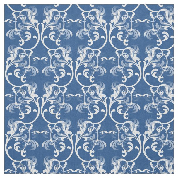 Blue Parisian Damask Pattern Fabric | Zazzle