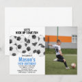 White Blue Soccer Birthday Invitations with photo | Zazzle