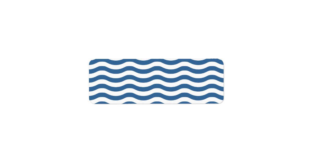 White Blue Wave Navy pattern Customize background Label | Zazzle