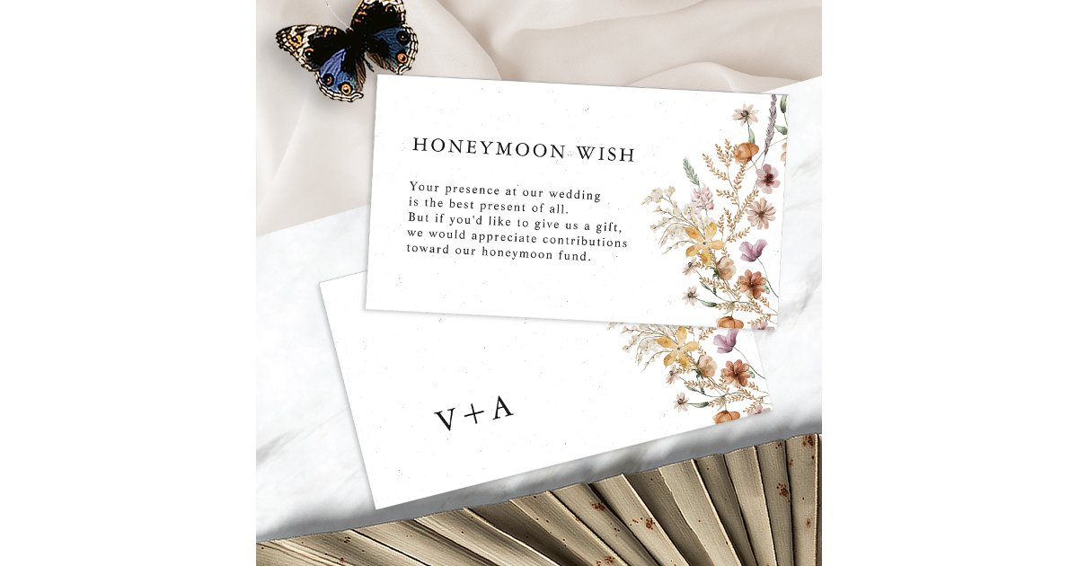 White Boho Honeymoon Wish Enclosure Card | Zazzle