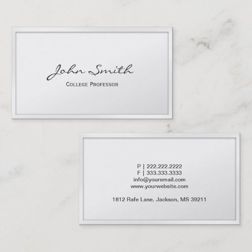 White Border Professor Business Card | Zazzle