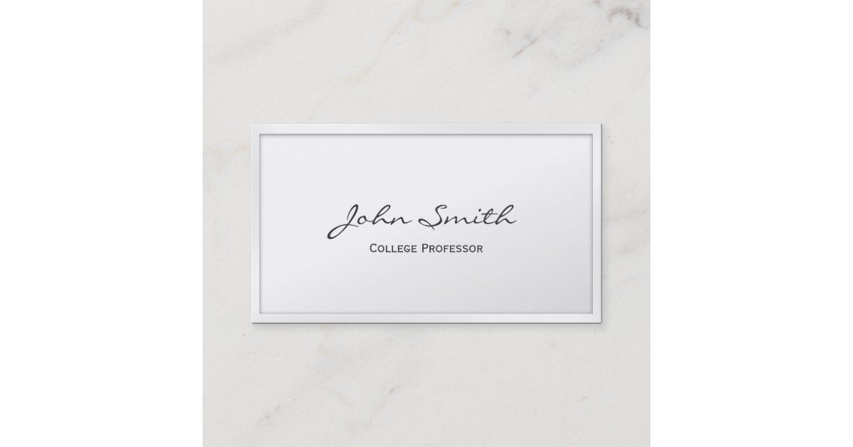 White Border Professor Business Card | Zazzle