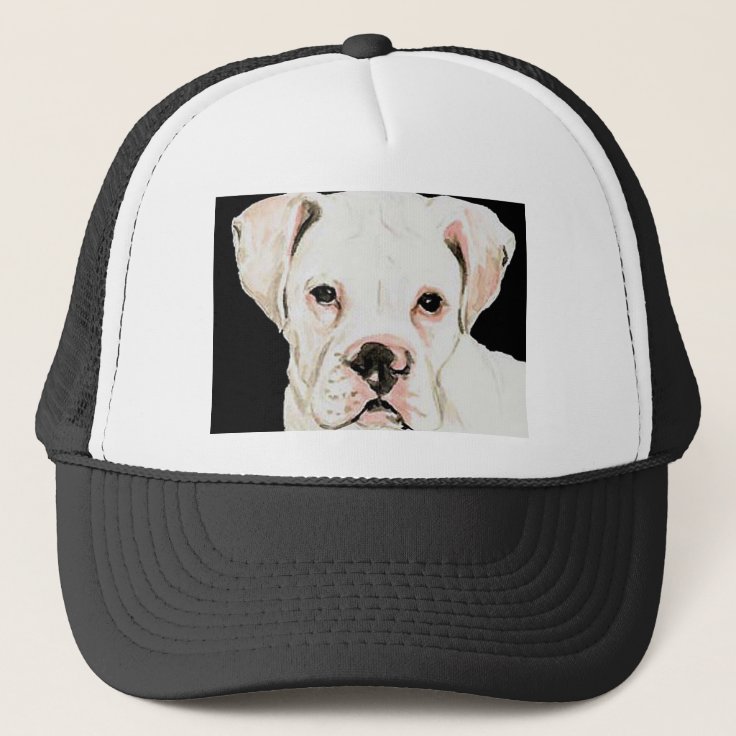 "White Boxer" Dog Art Hat | Zazzle