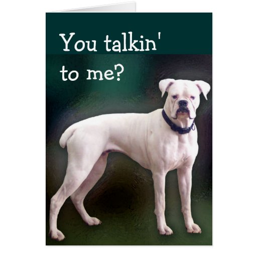 White boxer dog greeting card | Zazzle