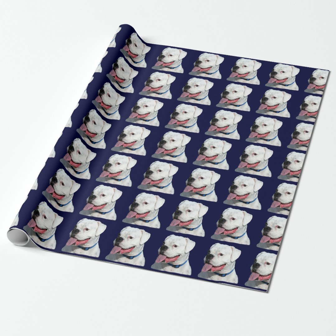 White Boxer dog Wrapping Paper | Zazzle