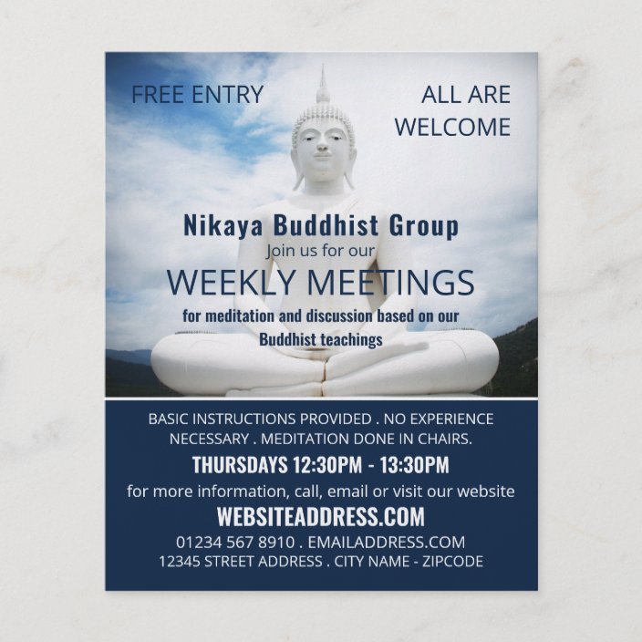 White Buddha Statue, Buddhism, Buddhist Advert Flyer | Zazzle.com