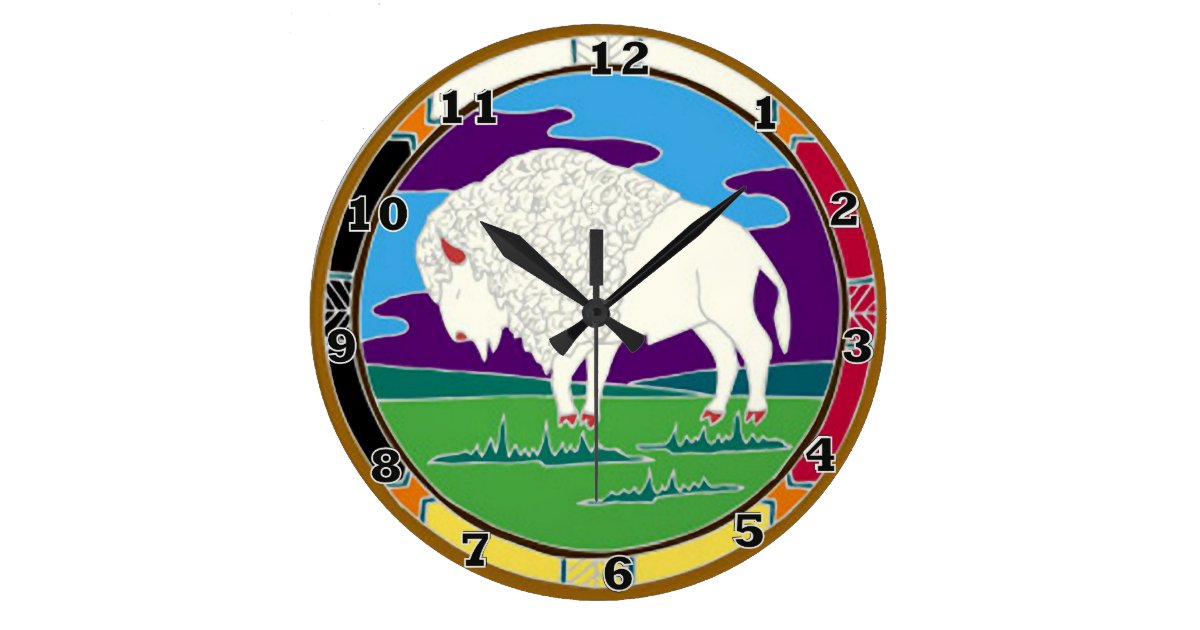 White Buffalo Native American Clock | Zazzle