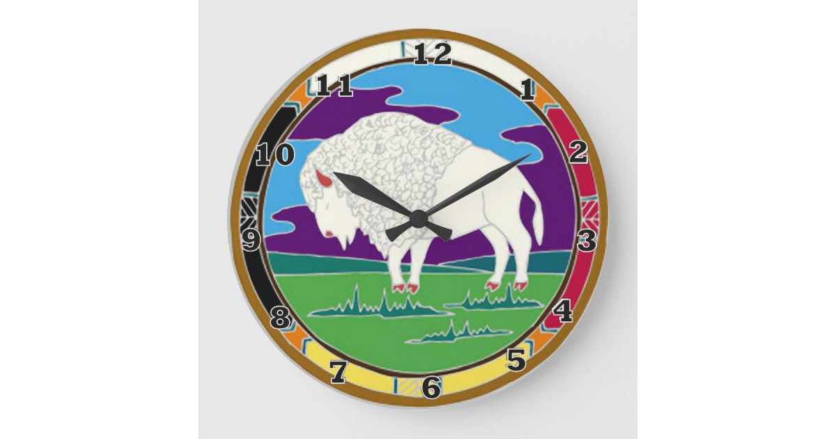 White Buffalo Native American Clock | Zazzle