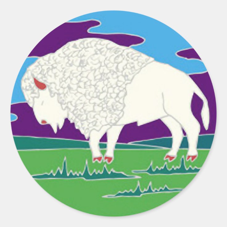 White Buffalo Native American Round Sticker | Zazzle