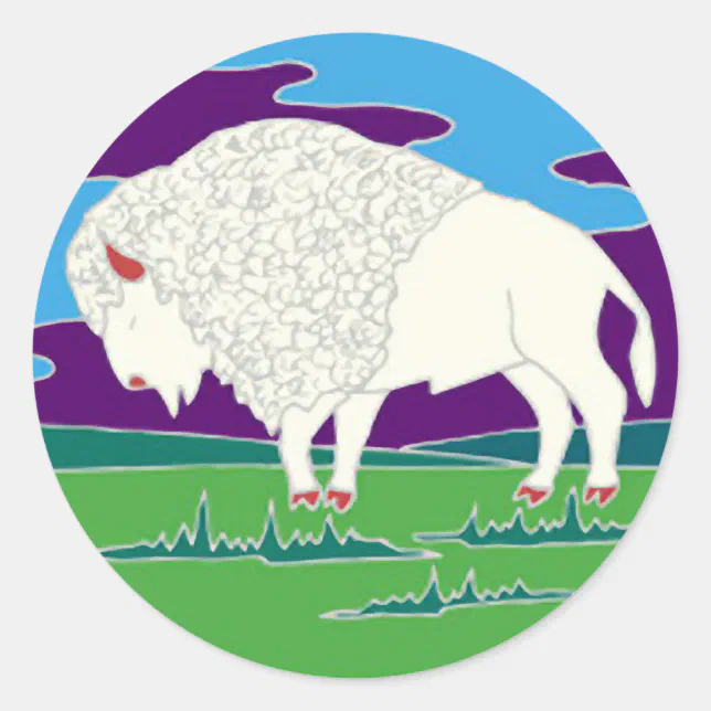 White Buffalo Native American Round Sticker | Zazzle