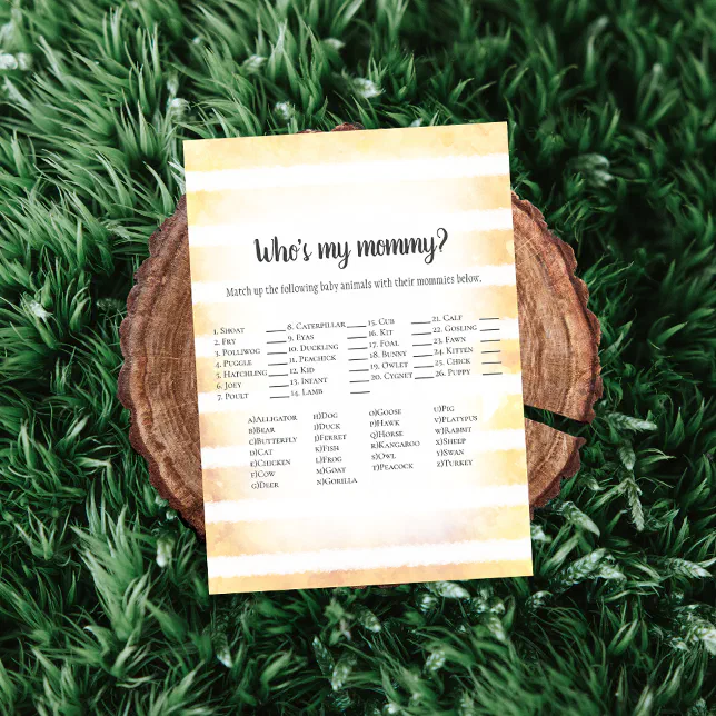 White Bunny Yellow Who's My Mommy Baby Shower Game Invitation | Zazzle