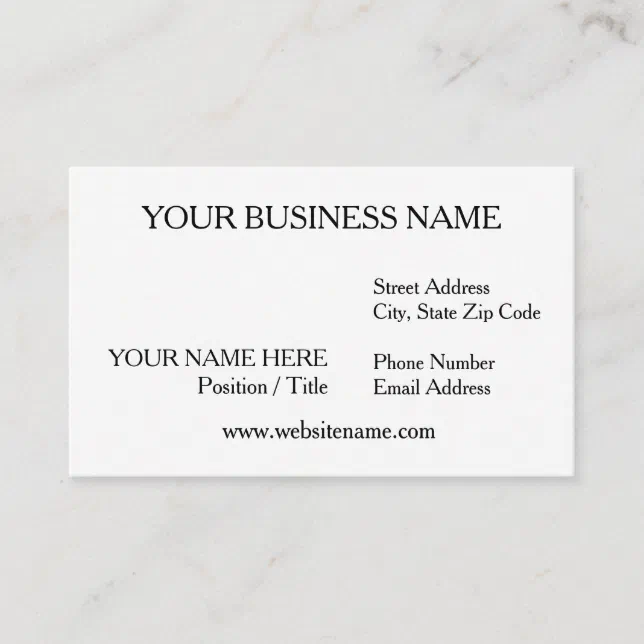 White Business Card (Matte Finish) | Zazzle