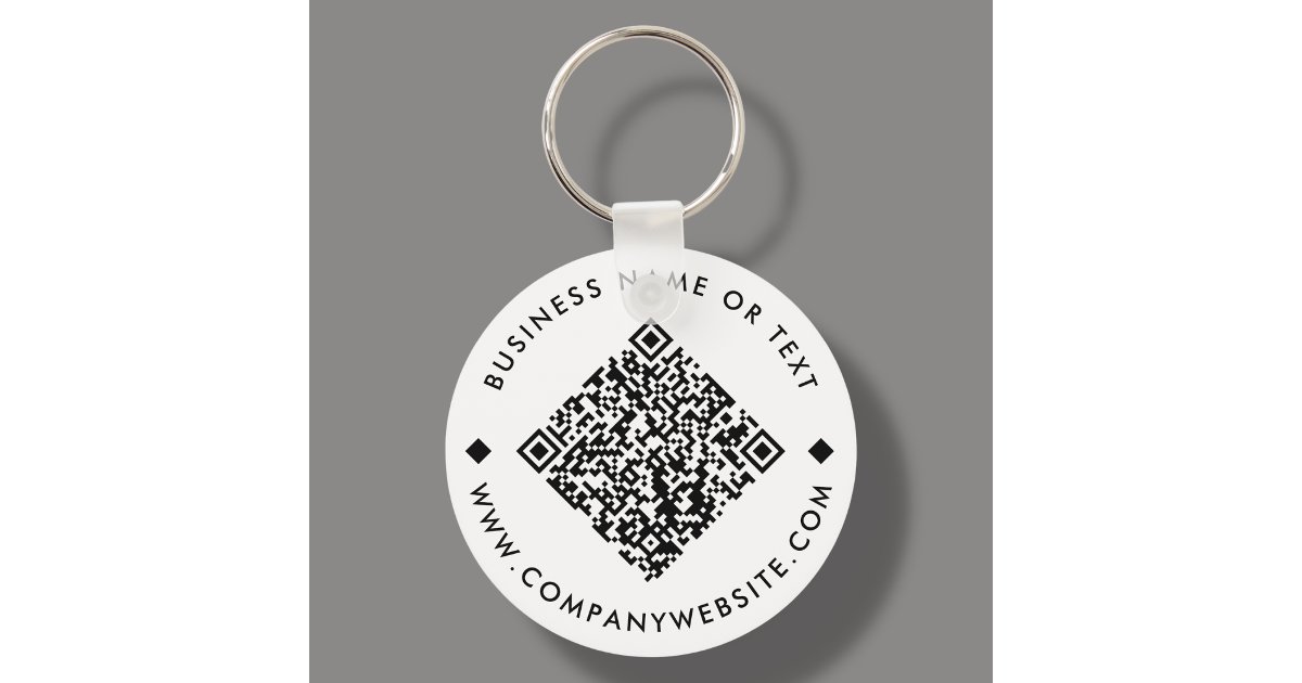 White | Business Custom QR Code Keychain | Zazzle