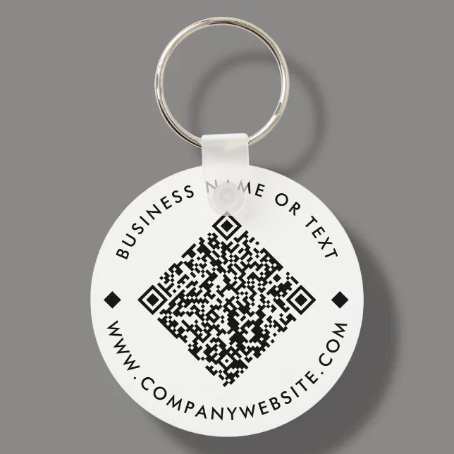 White | Business Custom QR Code Keychain | Zazzle