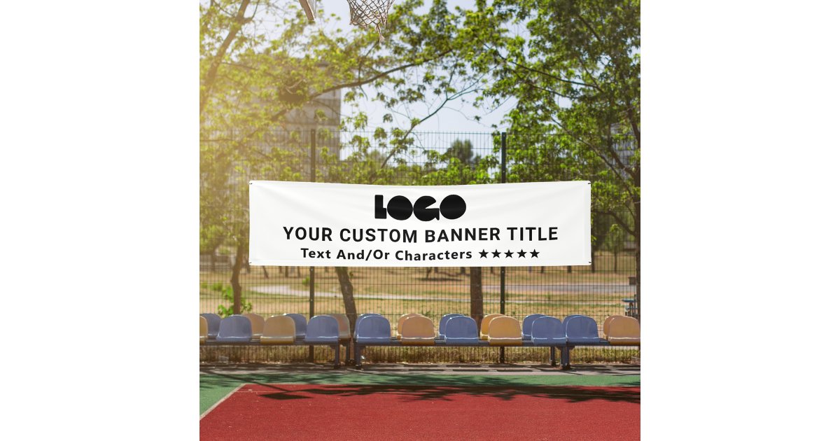 White Business Logo Company Brand Outdoor 10' Long Banner | Zazzle