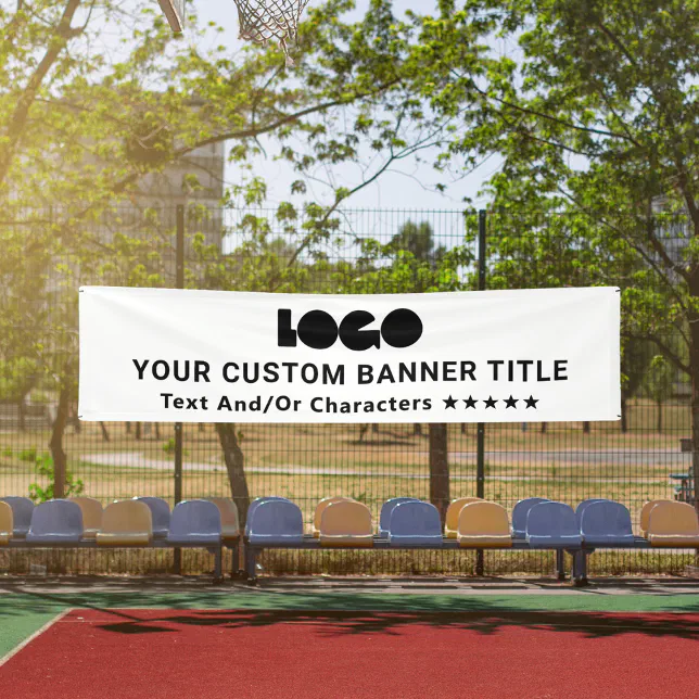 White Business Logo Company Brand Outdoor 10' Long Banner | Zazzle