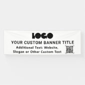 White Business Logo Company QR code Outdoor 2,5x8 Banner | Zazzle