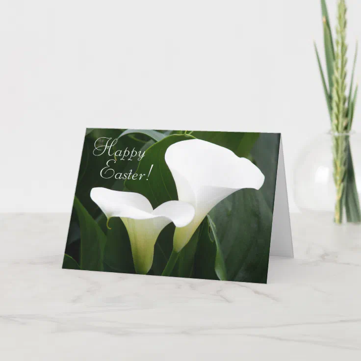White Calla Lilies Floral Religious Easter Holiday Card | Zazzle