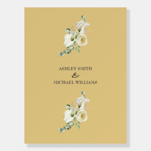White Calla Lily and Greenery Eucalyptus Wedding Foam Board | Zazzle