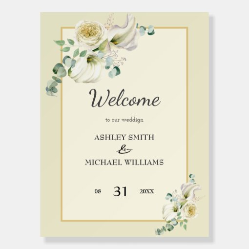 White Calla Lily and Greenery Eucalyptus Wedding Foam Board | Zazzle