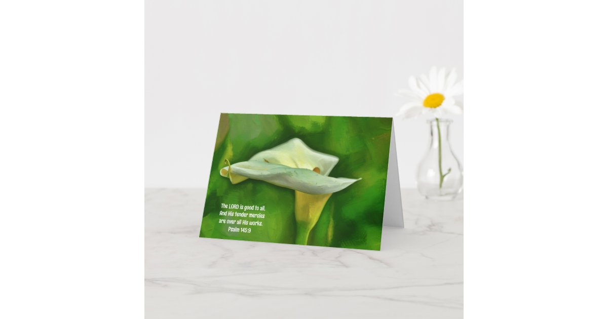 White Calla Lily Art Faith Bible Verse Thoughts Card | Zazzle