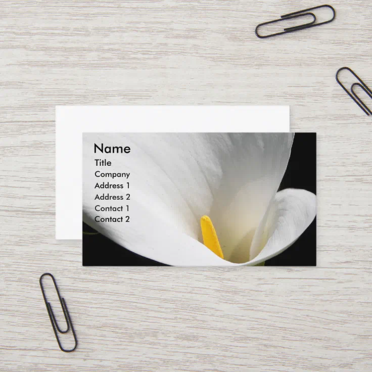 White Calla Lily Floral Business Card | Zazzle