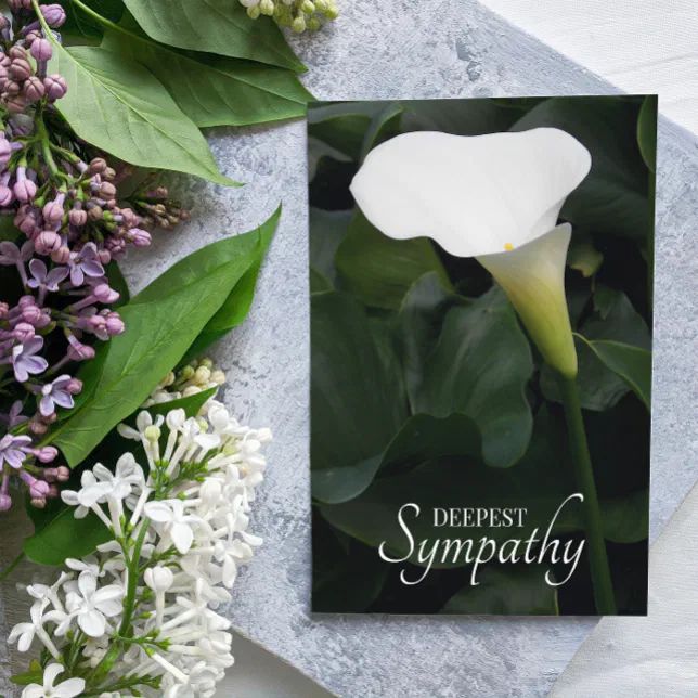 White Calla Lily Floral Sympathy Card | Zazzle
