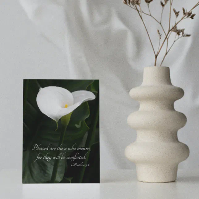 White Calla Lily Religious Sympathy Card | Zazzle
