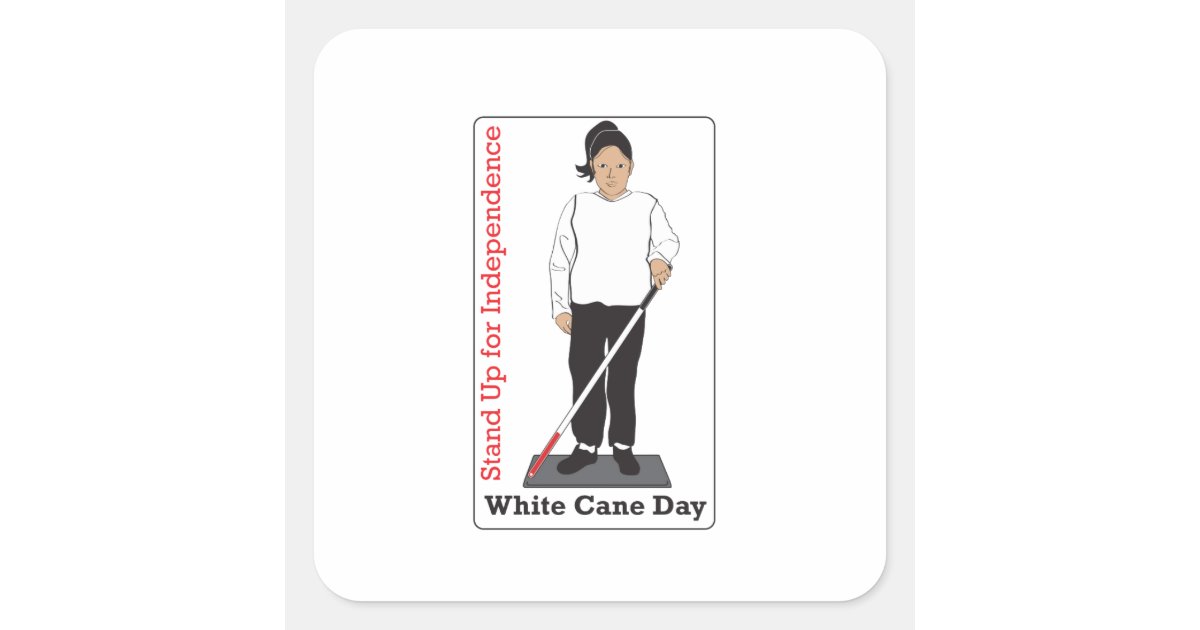 White Cane Day Square Sticker | Zazzle