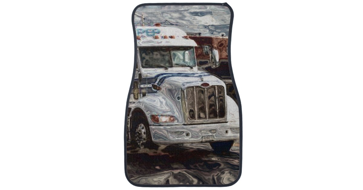 White Cargo Truck, Lorry Trucker's Big Rig Car Floor Mat | Zazzle