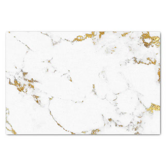 White Carrara Gold Stone Minimal Gray Stone Marble Tissue Paper | Zazzle
