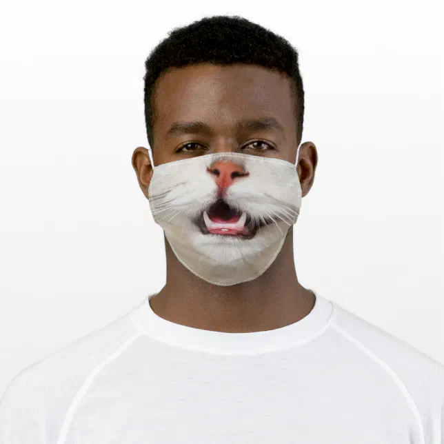 White Cat Adult Cloth Face Mask | Zazzle