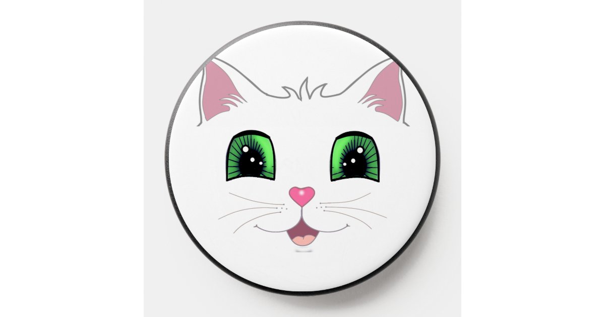 White Cat Anime PopSocket | Zazzle