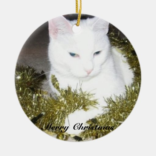 White Cat Christmas Tree Ornament | Zazzle