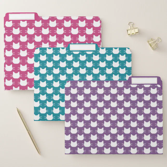 White Cat Heads Design File Folders Set | Zazzle
