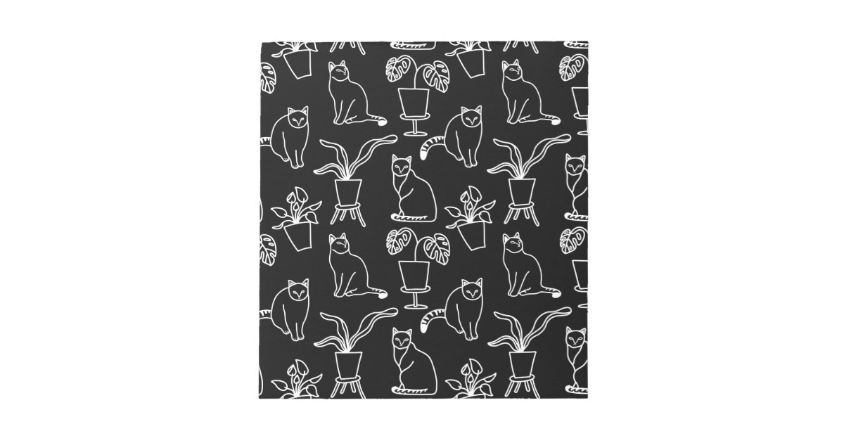White cats on black notepad | Zazzle