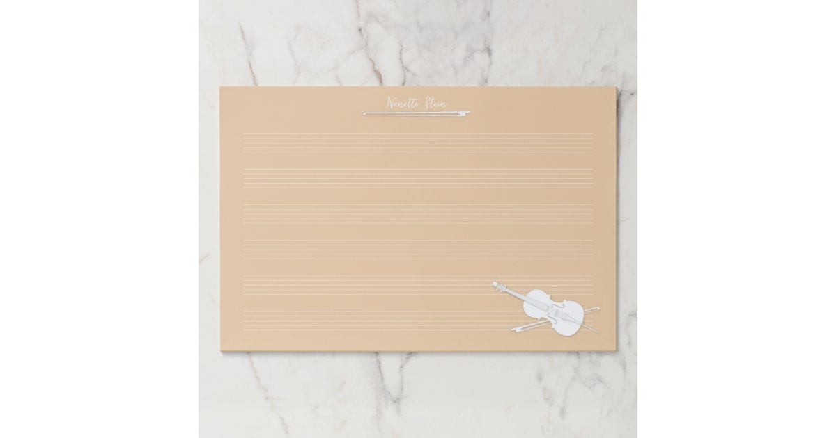 White Cello Custom Beige Giant Music Manuscript Paper Pad | Zazzle