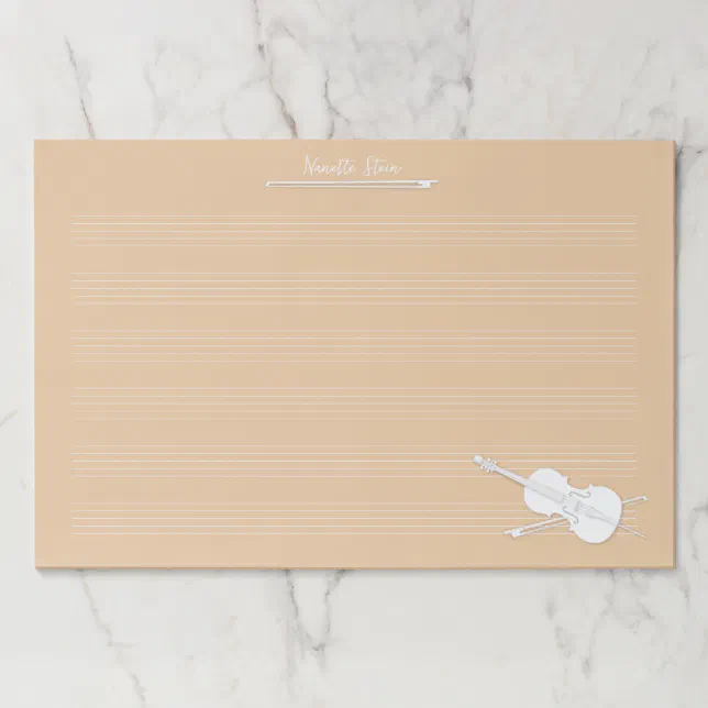 White Cello Custom Beige Giant Music Manuscript Paper Pad | Zazzle