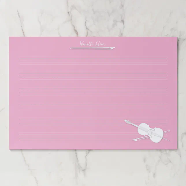 White Cello Custom Pink Giant Music Manuscript Paper Pad | Zazzle