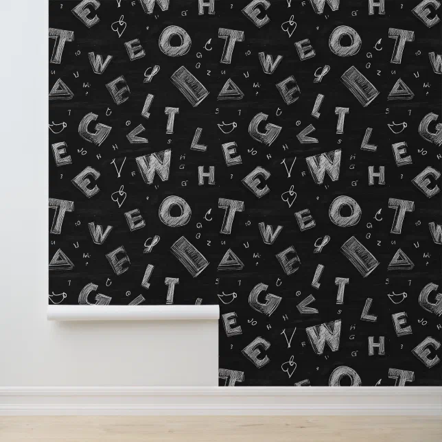 White Chalk Letters On Black School Chalkboard Wallpaper | Zazzle