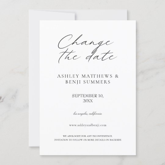 White Change the Date Invitation | Zazzle.com