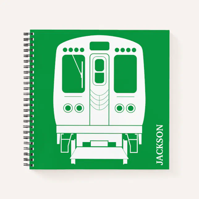 White Chicago “L” Profile on Green Background Notebook | Zazzle