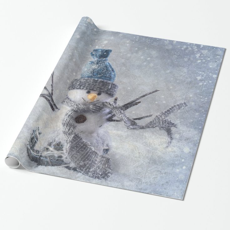 White Christmas snowman Wrapping Paper | Zazzle