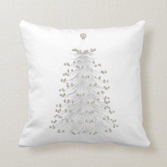 White Christmas Tree Holiday Throw Pillow | Zazzle.com