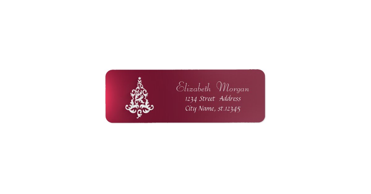White Christmas Tree Red Holiday,Christmas Label | Zazzle