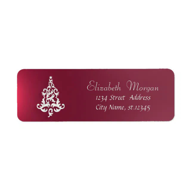 White Christmas Tree Red Holiday,Christmas Label | Zazzle