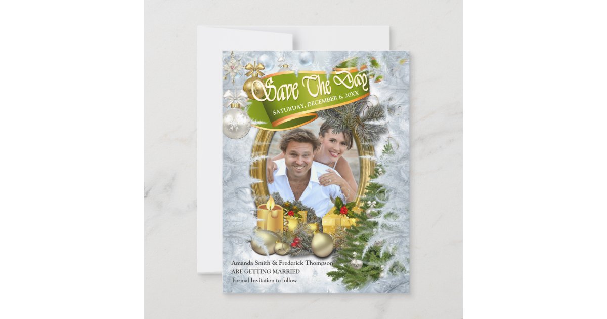 White Christmas Wedding Save The Day Invitation | Zazzle