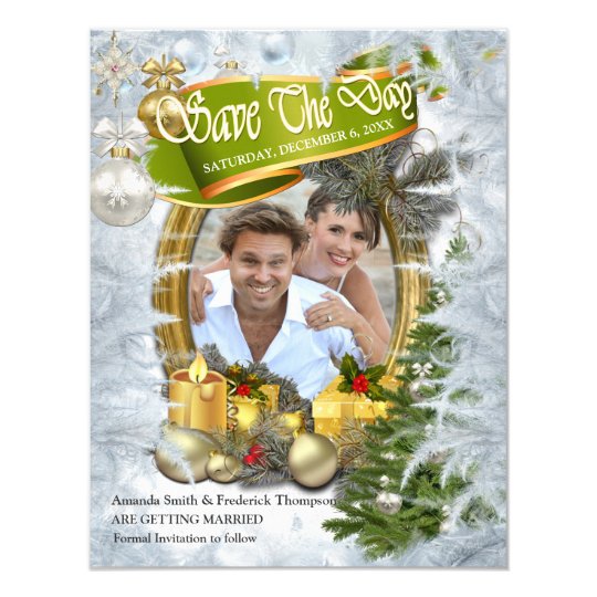 White Christmas Wedding Save The Day Invitation | Zazzle.com