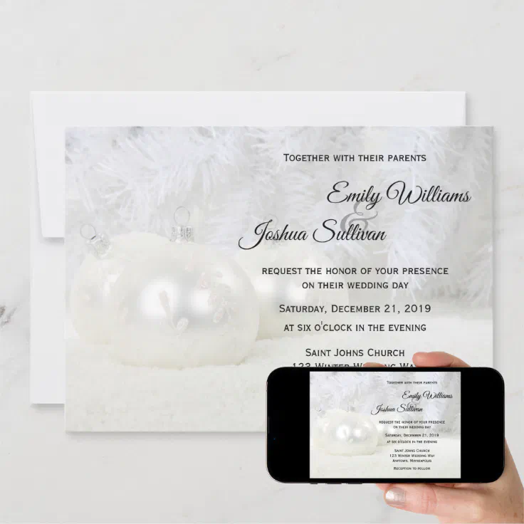 White Christmas Winter Wedding Invitation | Zazzle